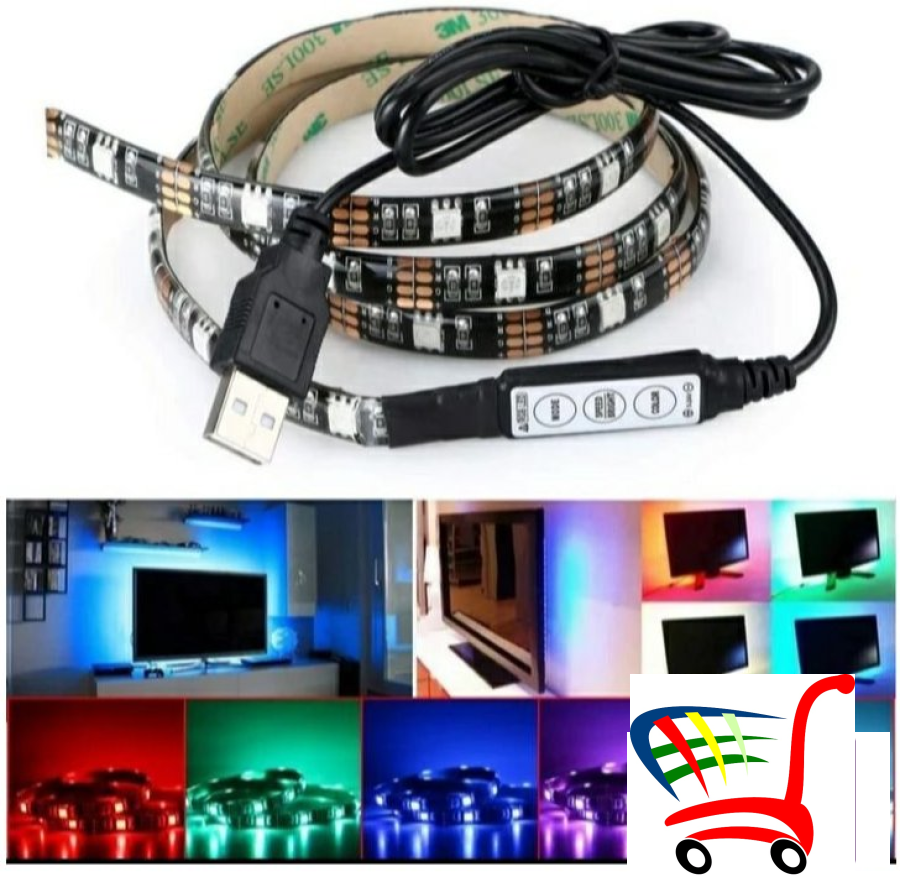 LED RGB USB TRAKA 2m Pozadinsko Osvetljenje Za Televizor - LED RGB USB ...